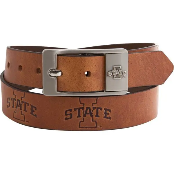 EAGLES WINGS Iowa State Cyclones Embossed Leather Belt - Brown