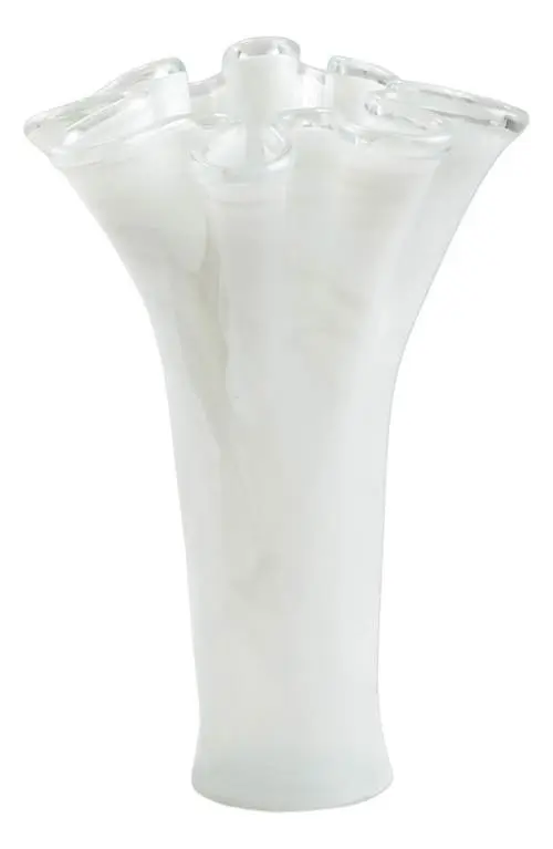 VIETRI Onda Tall Glass Vase - White