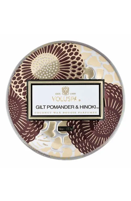Voluspa Gilt Pomander & Hinoki Mini Tin Candle