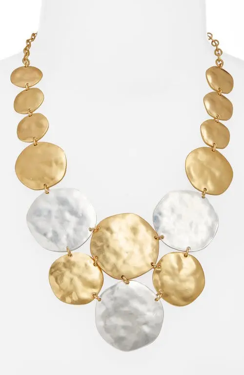 KARINE SULTAN Hammered Circle Statement Bib Necklace