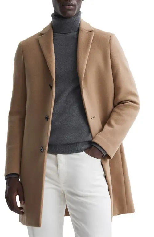 REISS Gable Wool-blend Overcoat - Camel