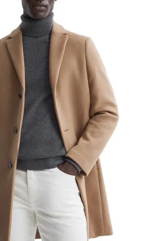 REISS Gable Wool-blend Overcoat - Camel
