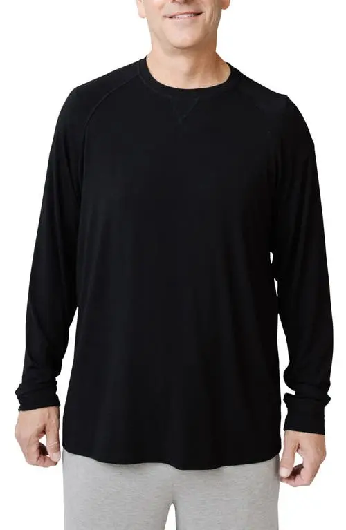 Cozy Earth Stretch Long-sleeve Crewneck T-shirt - Black
