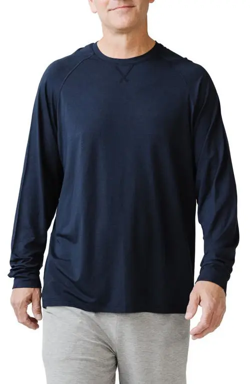 Cozy Earth Stretch Long-sleeve Crewneck T-shirt - Navy