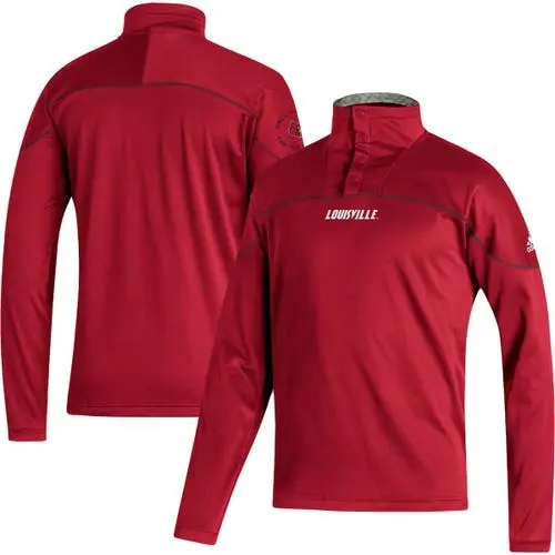 Adidas Louisville Cardinals Quarter-snap Jacket - Red