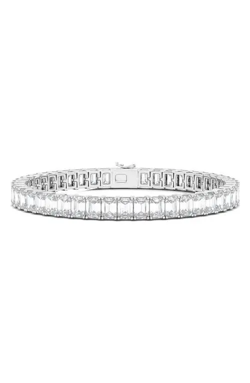 HAUTECARAT Emerald Cut Lab Grown Diamond Tennis Bracelet - 18k White Gold