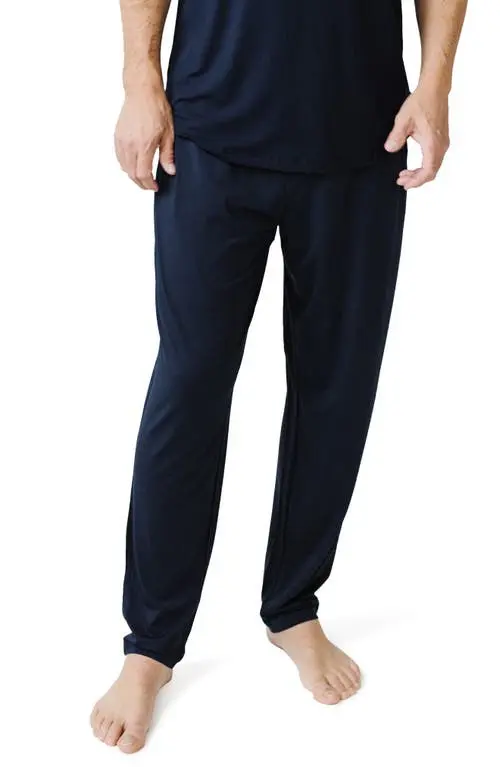 Cozy Earth Tie Waist Stretch Knit Pajama Pants - Navy
