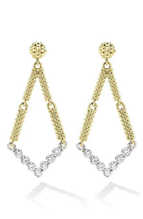 Lagos Signature Caviar Diamond Drop Earrings - Gold Diamond