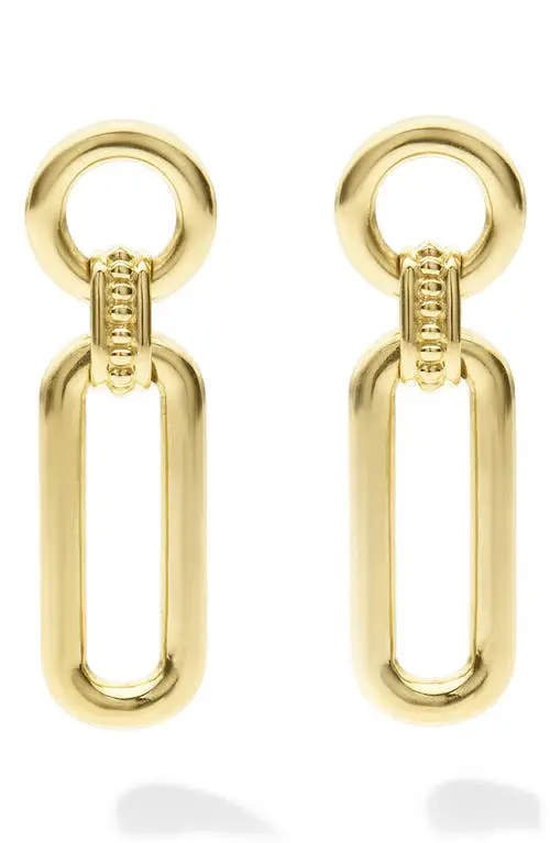 Lagos Signature Caviar Smooth Link Drop Earrings - Gold