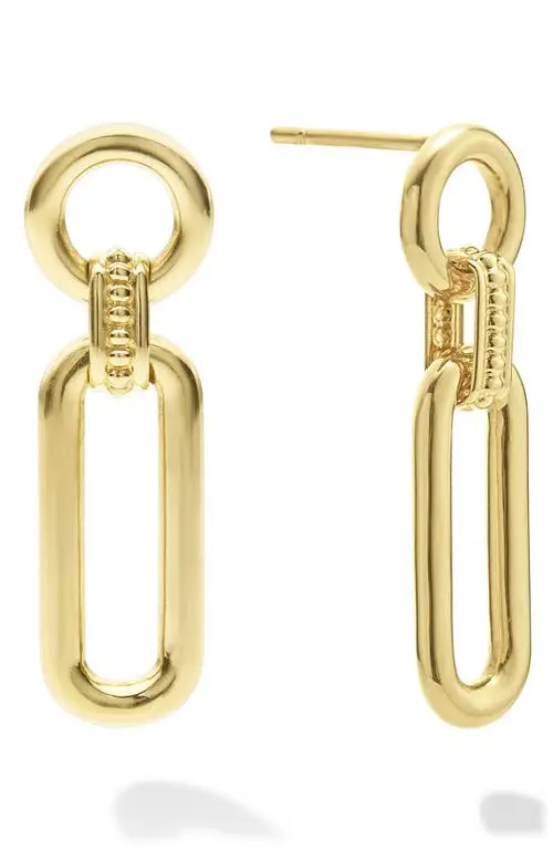 Lagos Signature Caviar Smooth Link Drop Earrings - Gold