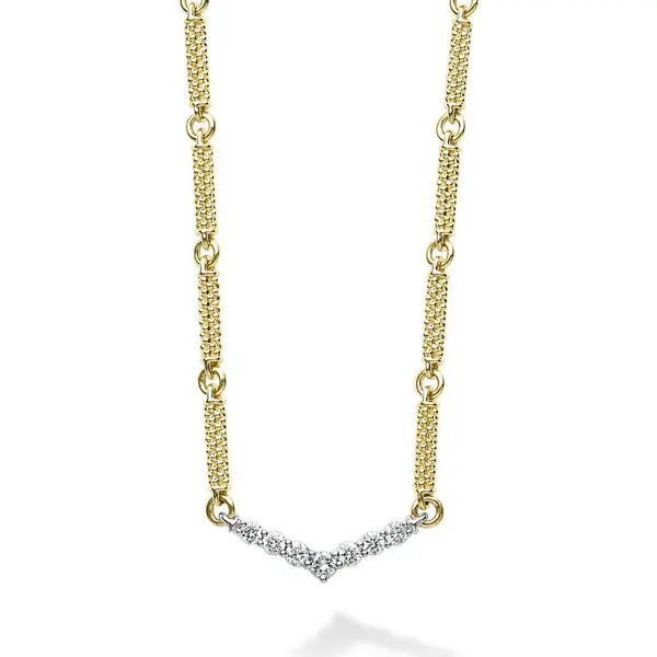 Lagos Superfine Signature Caviar Diamond Link Necklace - Gold Diamond