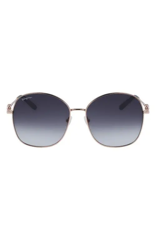 FERRAGAMO 59mm Gradient Sunglasses - Rose Gold/ Grey Gradient