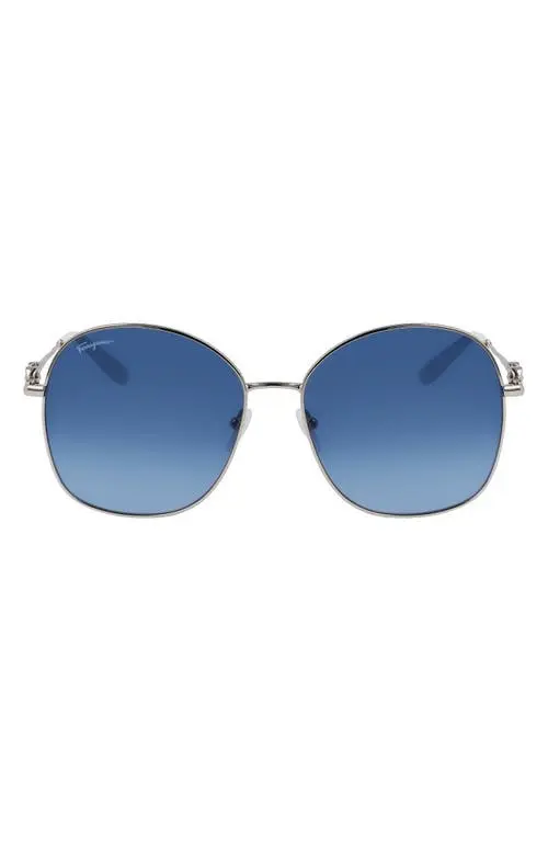 FERRAGAMO 59mm Gradient Sunglasses - Silver/ Blue Gradient