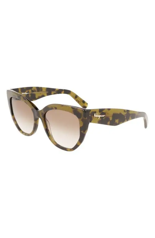 FERRAGAMO 56mm Gradient Cat Eye Sunglasses - Tortoise Green