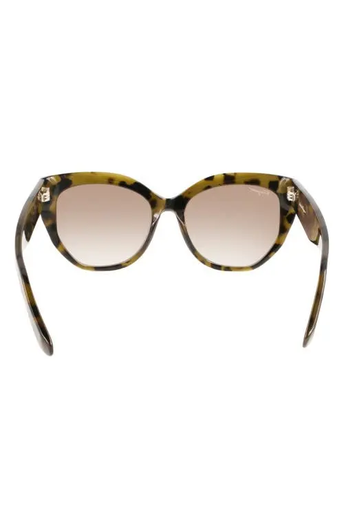 FERRAGAMO 56mm Gradient Cat Eye Sunglasses - Tortoise Green