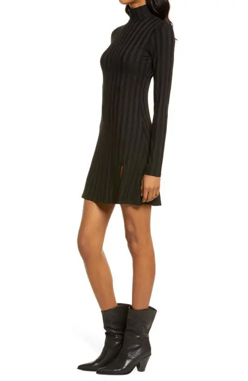 REFORMATION Libra Long Sleeve Ribbed Mini Dress