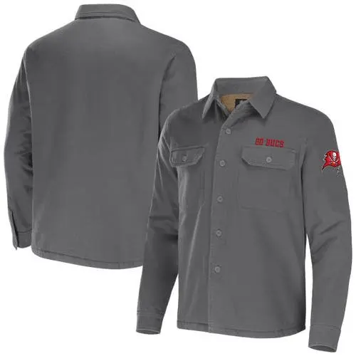 NFL X DARIUS RUCKER Collection Fanatics Tampa Bay Buccaneers Canvas Button-up Shirt Jacket - Pewter