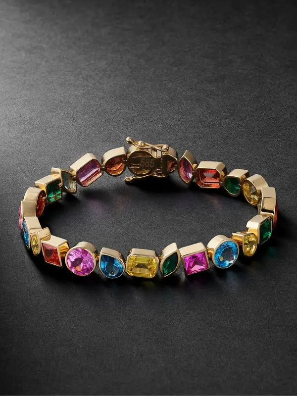 42 SUNS 14-karat Rainbow Sapphire Tennis Bracelet - Gold
