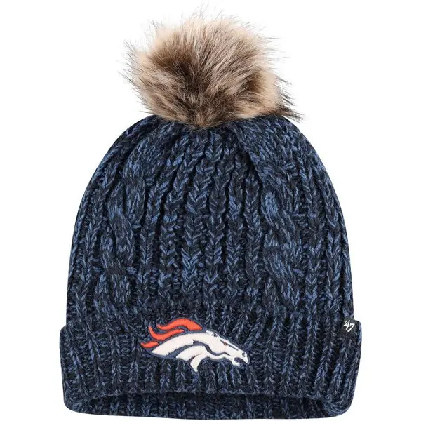 '47 Denver Broncos Meeko Cuffed Knit Hat With Pom - Navy