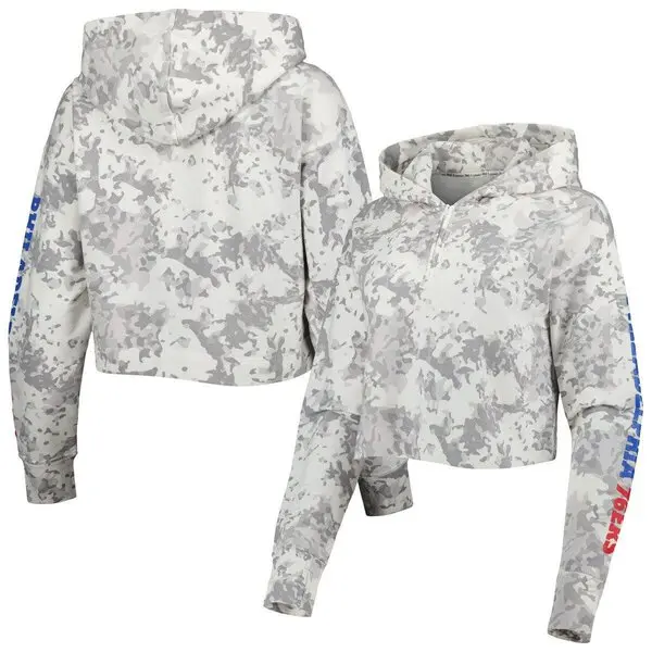 LUSSO White Philadelphia 76ers Maia Tri-blend Cropped Quarter-zip Top - Gray