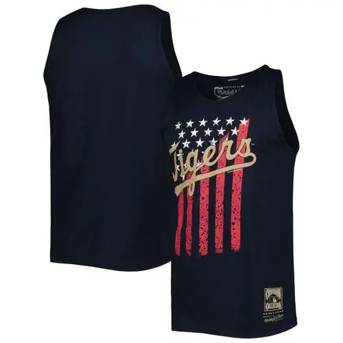 Mitchell & Ness Detroit Tigers Cooperstown Collection Stars And Stripes Tank Top - Navy