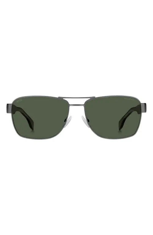 BOSS 60mm Polarized Rectangle Sunglasses - Havana/dark Ruthenium