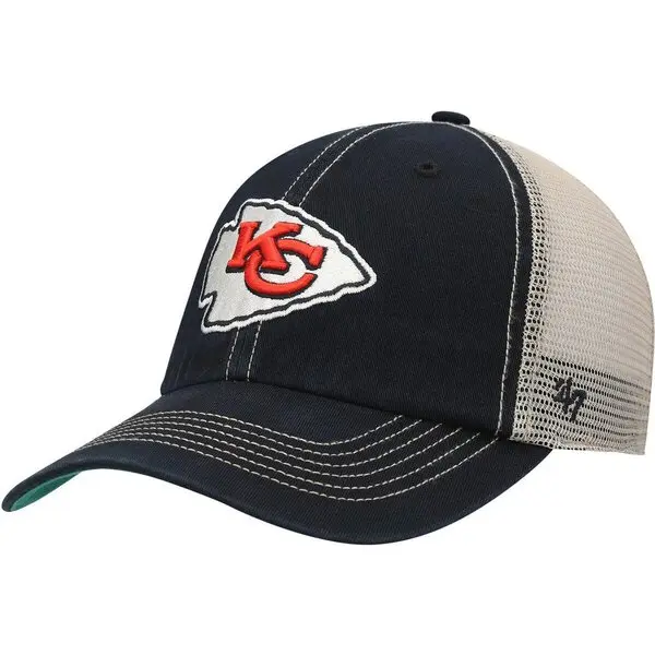 '47 47 Natural Kansas City Chiefs Trawler Trucker Clean Up Snapback Hat - Black