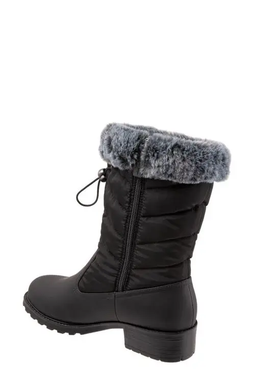 Trotters Bryce Faux Fur Trim Winter Boot - Black