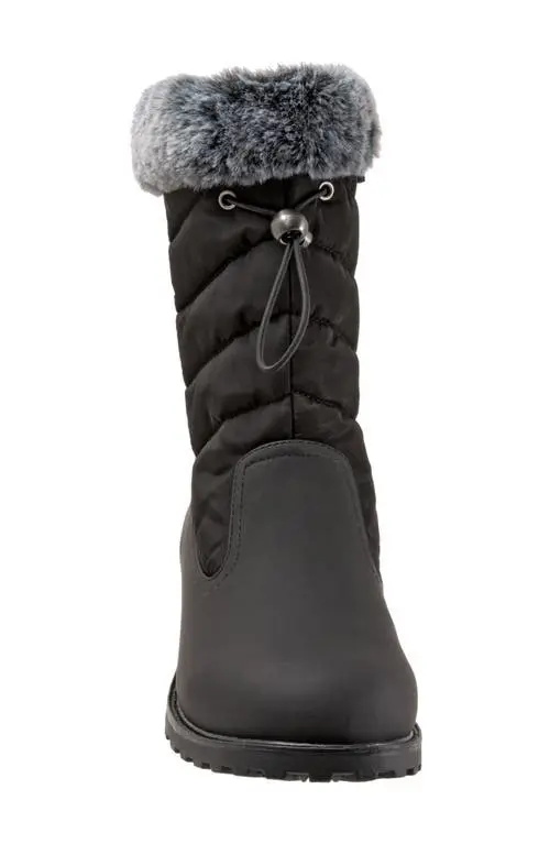 Trotters Bryce Faux Fur Trim Winter Boot - Black