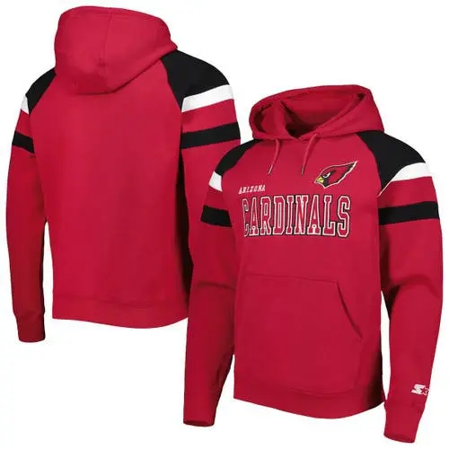STARTER Arizona Cardinals Draft Fleece Raglan Pullover Hoodie - Cardinal