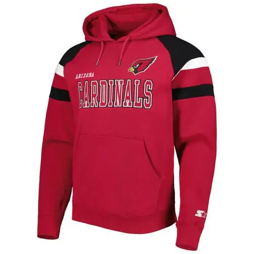 STARTER Arizona Cardinals Draft Fleece Raglan Pullover Hoodie