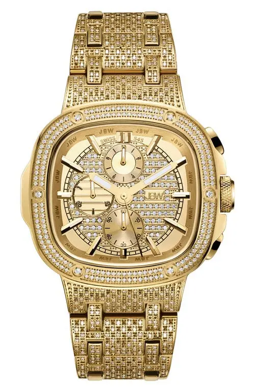 JBW Heist Diamond Bracelet Chronograph Watch - 18k Gold