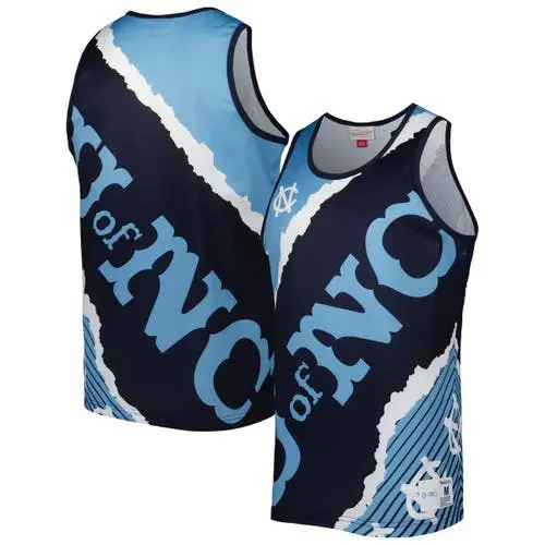 Mitchell & Ness Carolina Blue North Carolina Tar Heels Jumbotron 2.0 Sublimated Tank Top - Navy