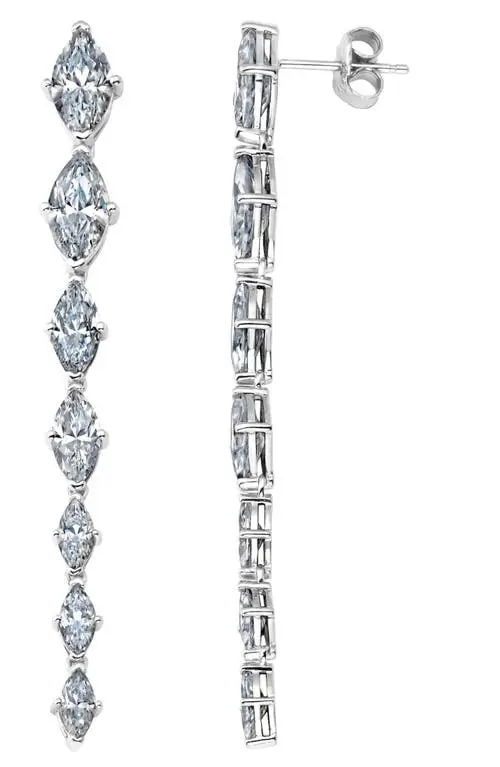 CRISLU Linear Drop Earrings - Platinum