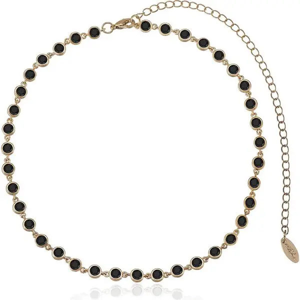 Ettika Cubic Zirconia Bezel Collar Necklace - Black