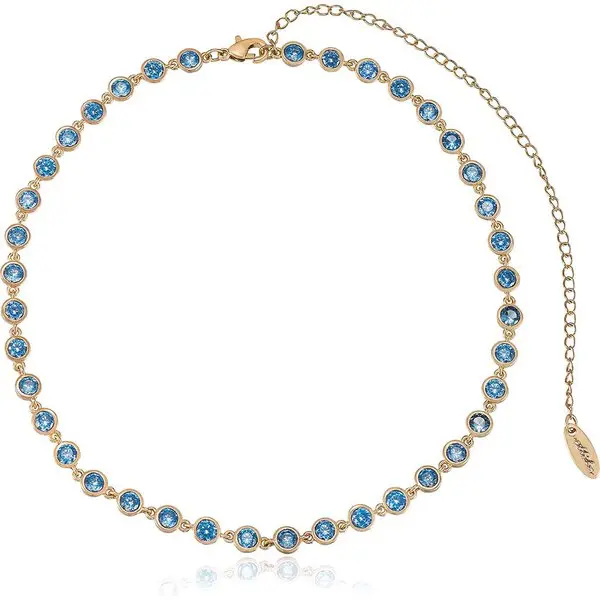 Ettika Cubic Zirconia Bezel Collar Necklace - Blue