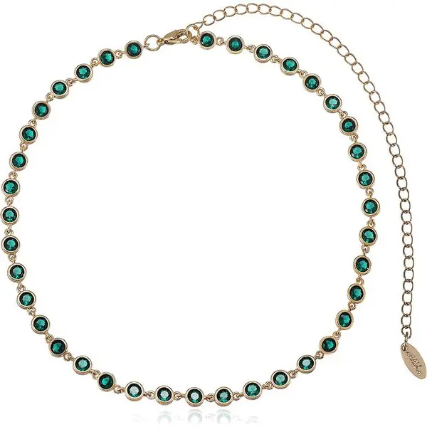 Ettika Cubic Zirconia Bezel Collar Necklace - Green