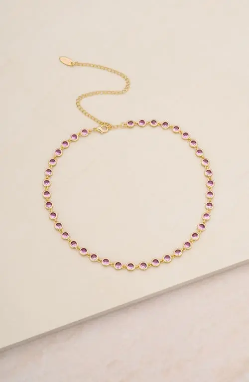Ettika Cubic Zirconia Bezel Collar Necklace - Pink