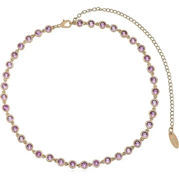 Ettika Cubic Zirconia Bezel Collar Necklace - Pink