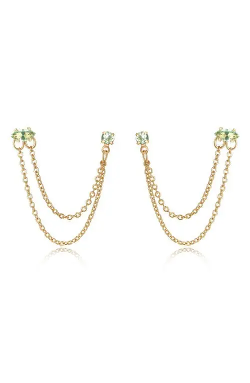 Ettika Double Piercing Chain Drop Earrings - Apple Green