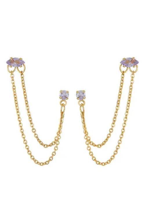 Ettika Double Piercing Chain Drop Earrings - Lavender