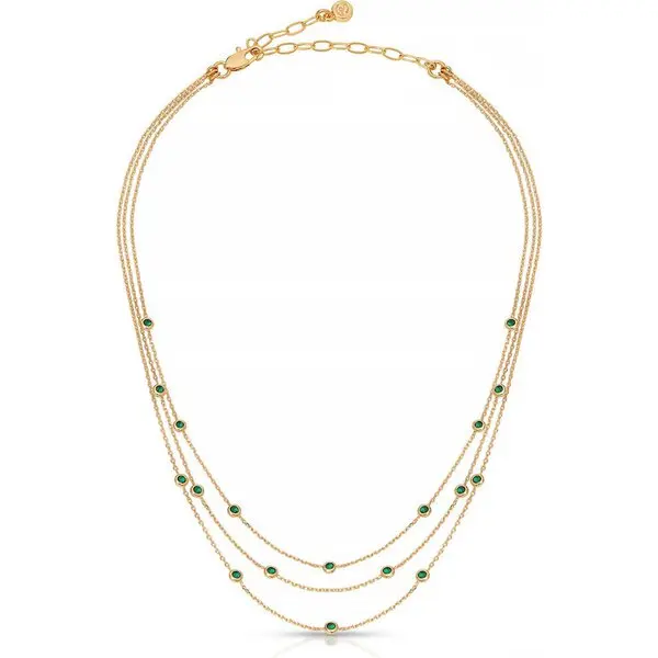 Ettika Crystal Station Layered Necklace - Green
