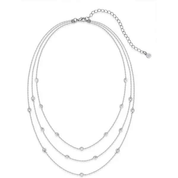 Ettika Crystal Station Layered Necklace - Silver