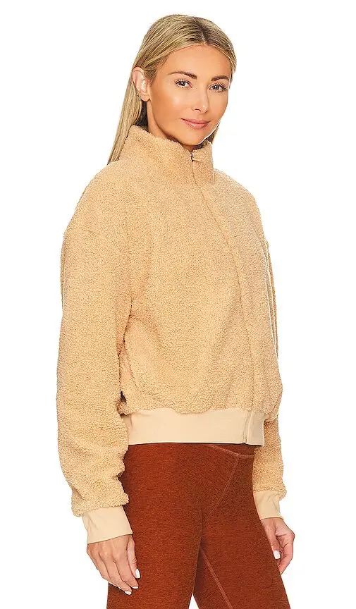 Beyond Yoga Brave The Elements Sherpa Bomber In Tan