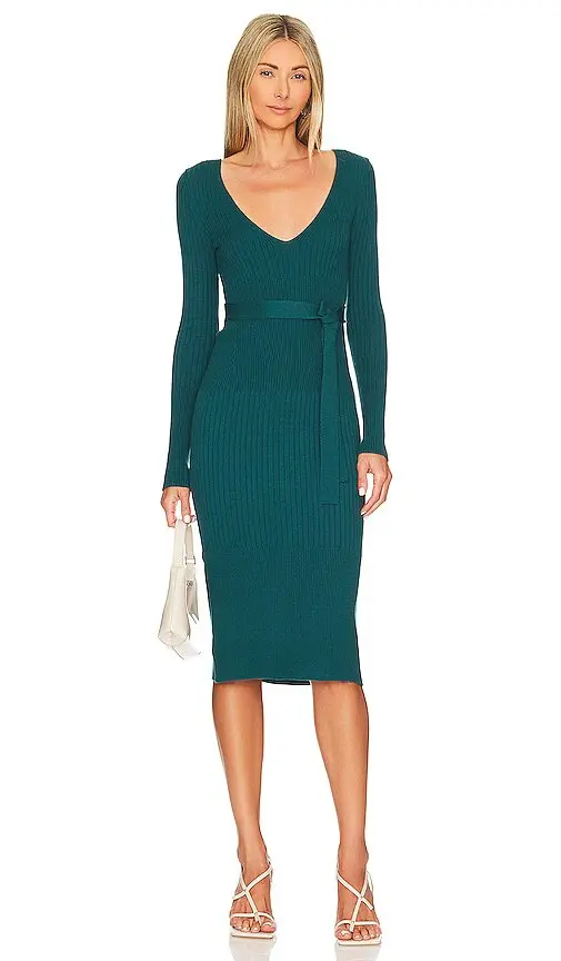House Of Harlow 1960 X Aaron Knit Dress - Dark Teal - 52% Off | Editorialist