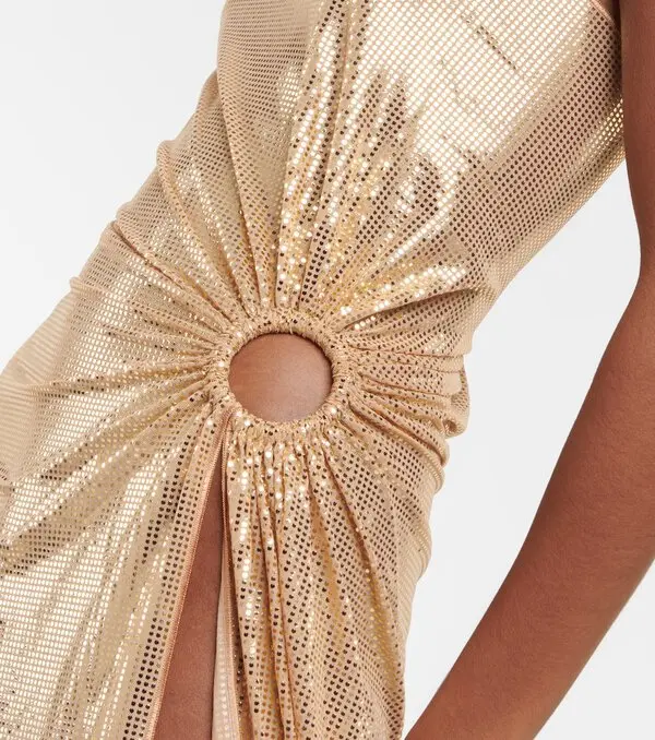 Oseree One-Shoulder Lam Gown In Gold - 40% Off | Editorialist