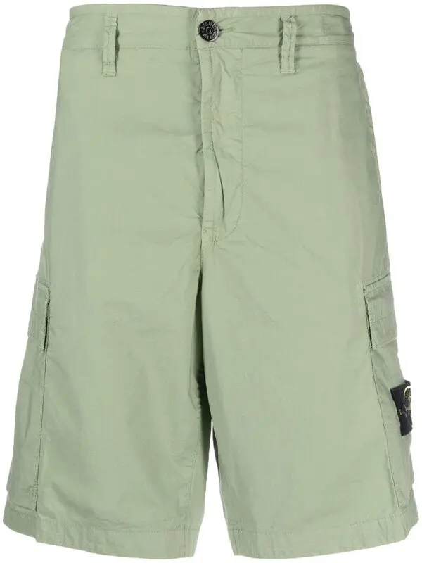 Stone Island Side Logo-patch Bermuda Shorts - Green