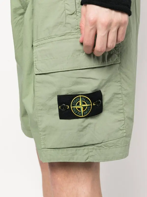 Stone Island Side Logo-patch Bermuda Shorts - Green