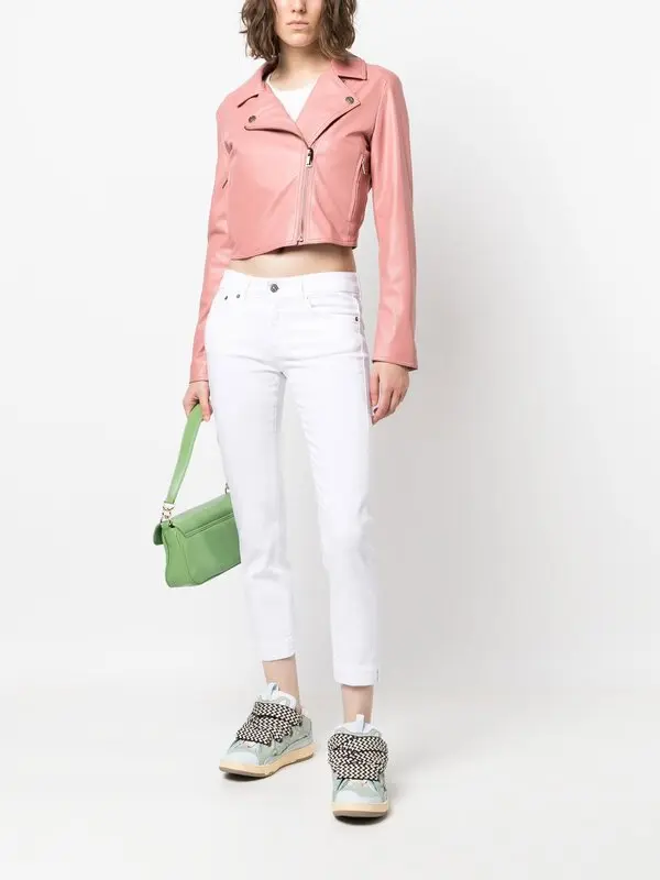 TWINSET Off-centre Zip Fastening Biker Jacket - Pink