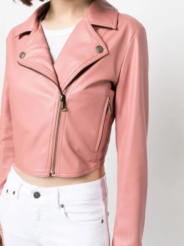 TWINSET Off-centre Zip Fastening Biker Jacket - Pink